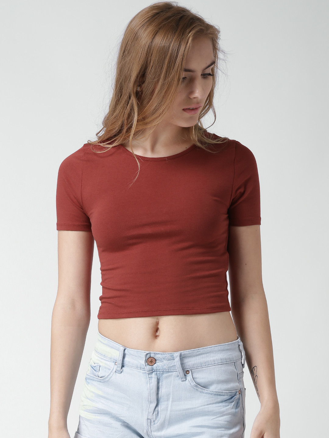 Buy FOREVER 21 Rust Brown Criss Cross Back Crop Top - Tops for Women ...