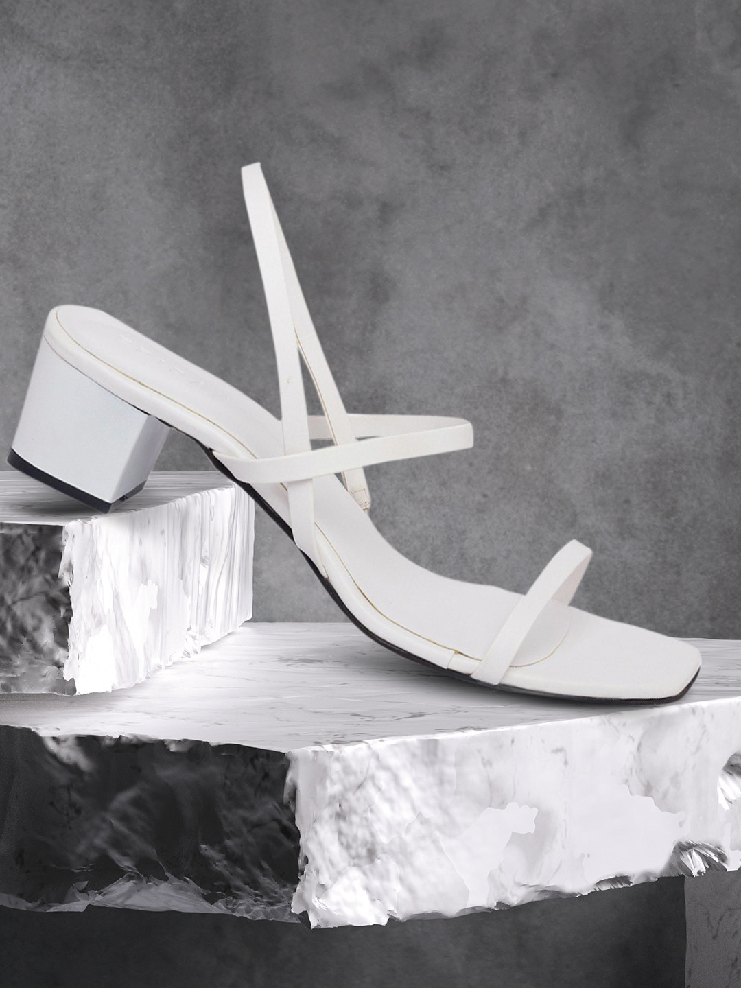 Buy ERIDANI Women White Solid Block Heels - Heels for Women 13678844 ...