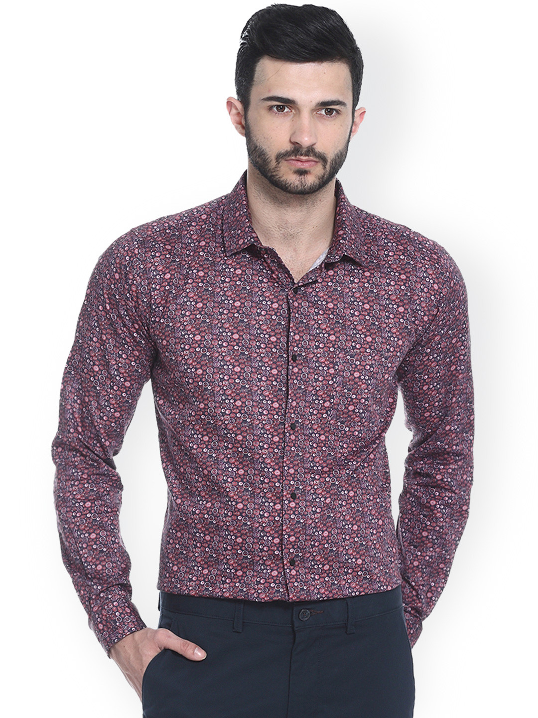 Buy Basics Multicoloured Slim Fit Printed Casual Shirt - Shirts for Men ...