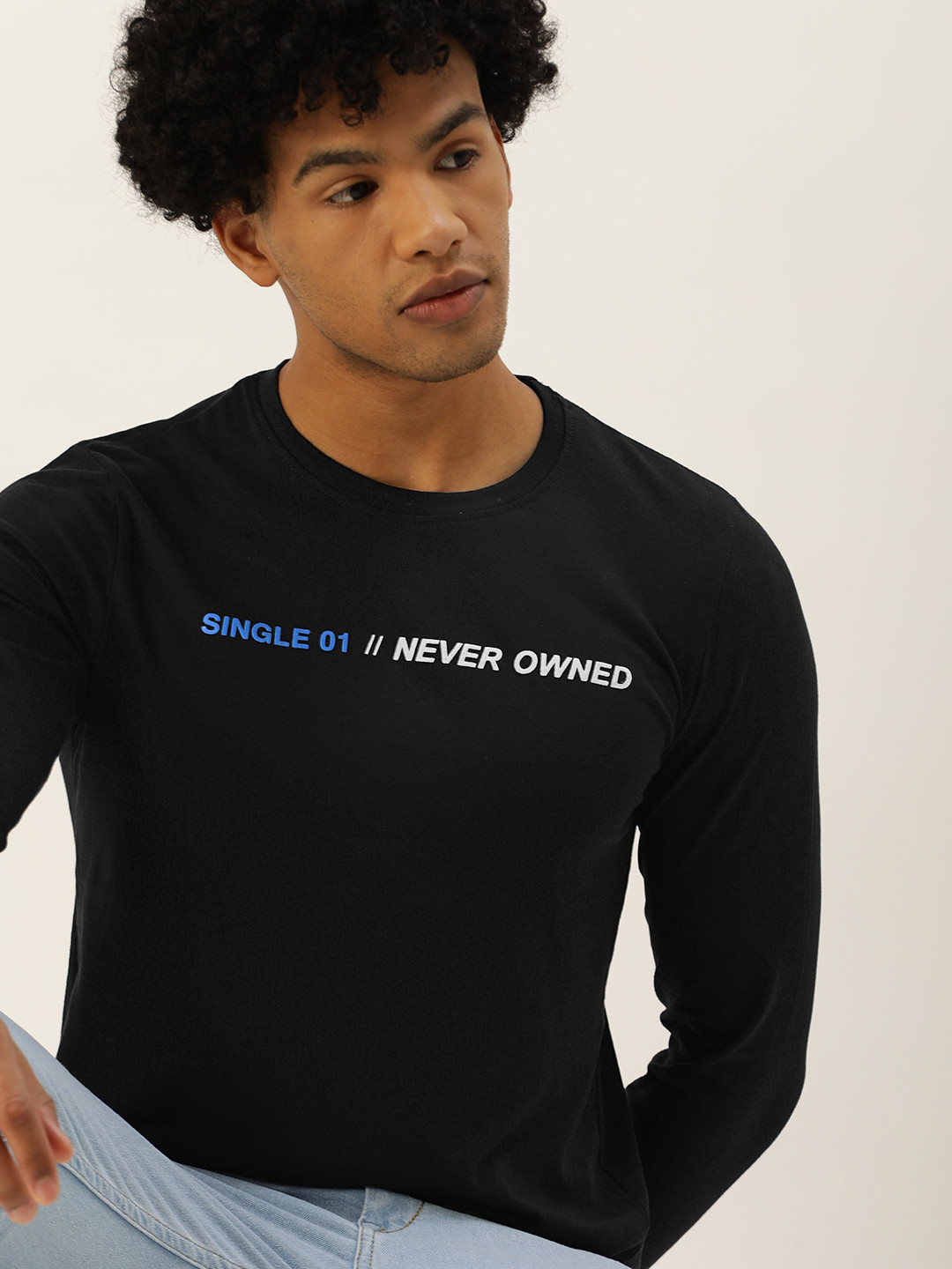 Buy SINGLE Men Black T Shirt With Printed Detailing - Tshirts for Men ...