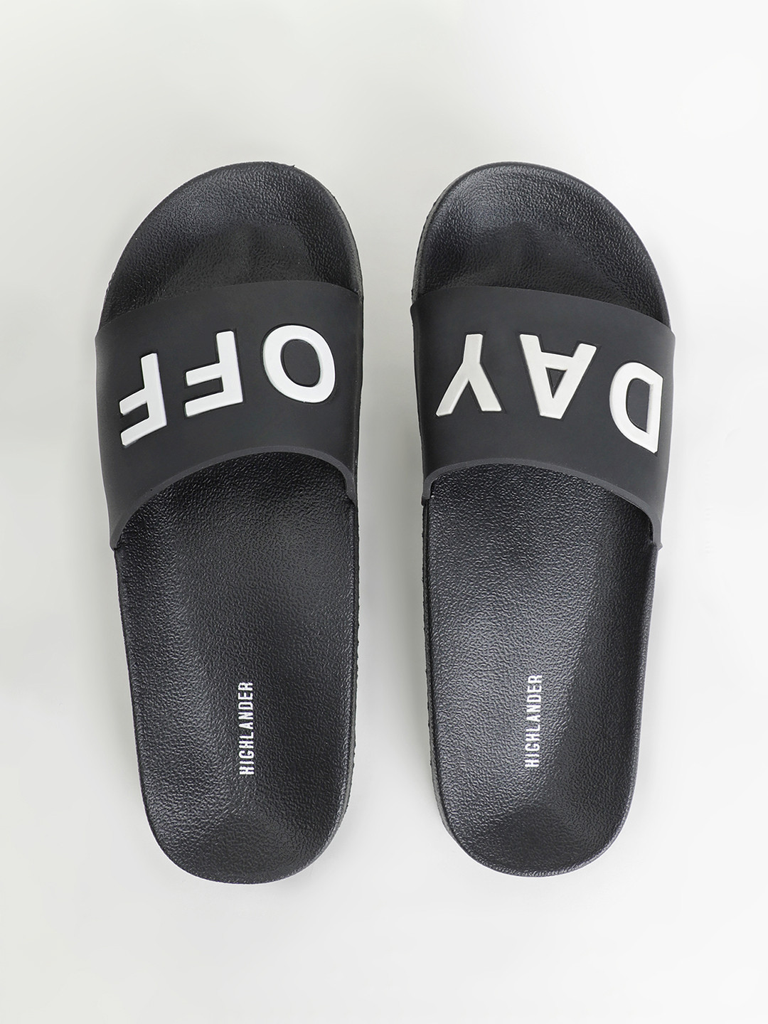 Buy HIGHLANDER Men Typography Applique Rubber Sliders - Flip Flops for ...