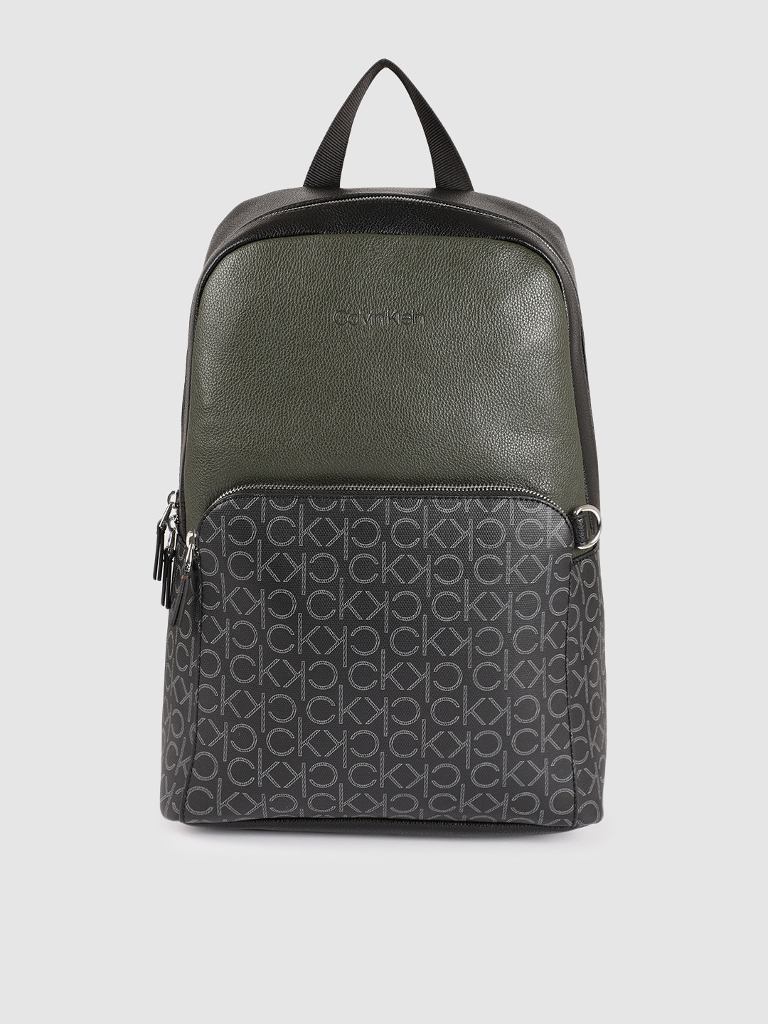 Buy Calvin Klein Men Olive Green Brand Logo Laptop Backpack - Backpacks ...