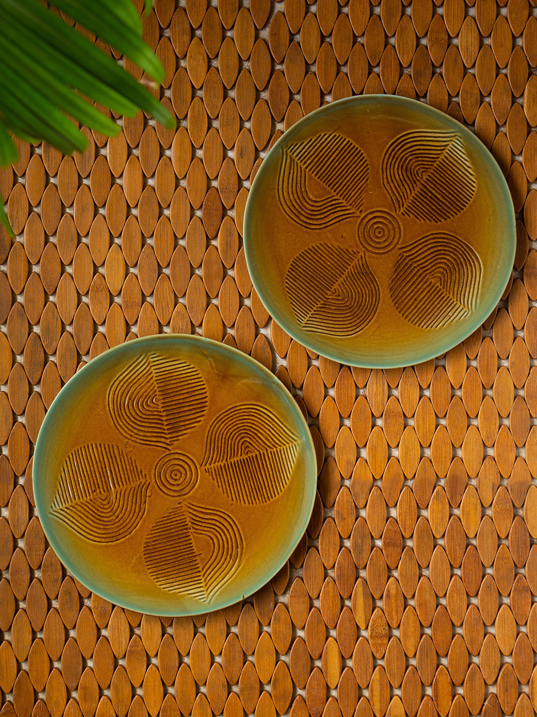 Buy ExclusiveLane Set Of 2 Peacock Boulevard Hand Engraved Ceramic ...