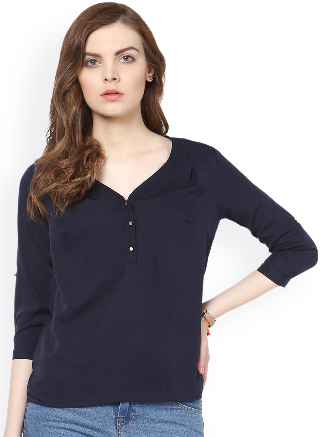 Buy Harpa Navy Crepe Top - Tops for Women 1371720 | Myntra