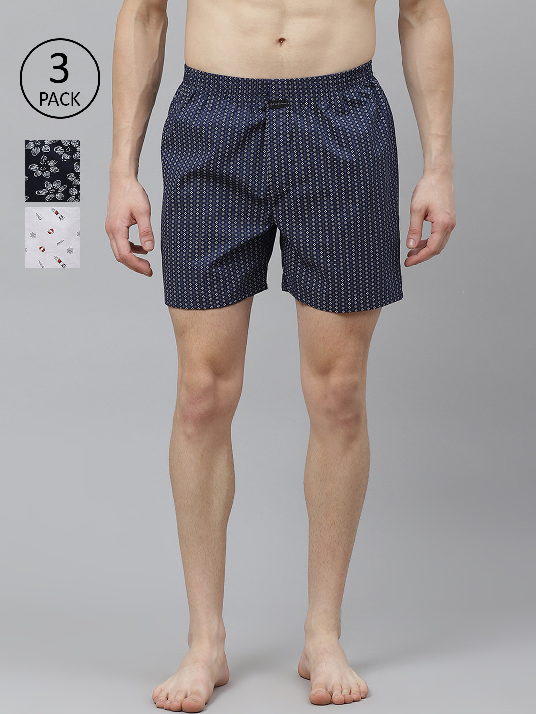 Buy Mast & Harbour Men Pack Of 3 Pure Cotton Boxers - Boxers for Men ...