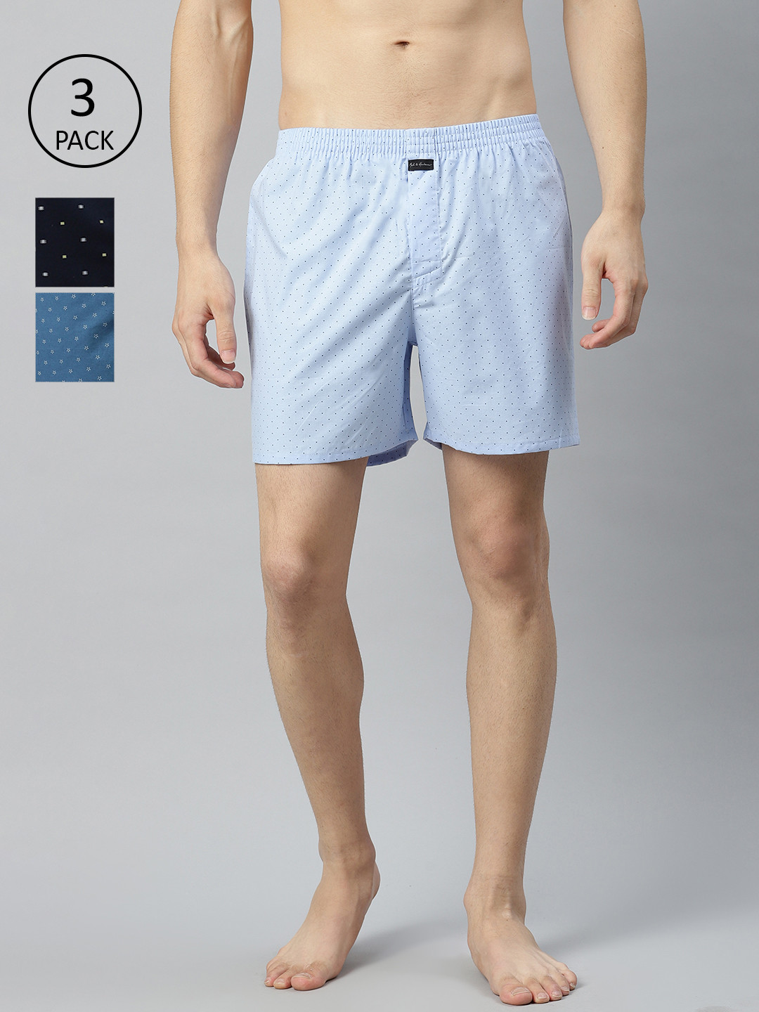 Buy Mast & Harbour Men Pack Of 3 Printed Pure Cotton Boxers MNH KEN ...