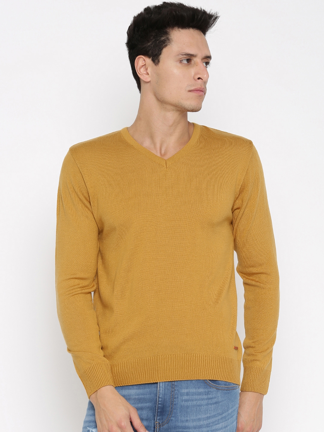 Buy Mast & Harbour Men Mustard Yellow Solid Sweater - Sweaters for Men ... Buy Mast & Harbour Men Mustard Yellow Solid Sweater - Sweaters for Men ...