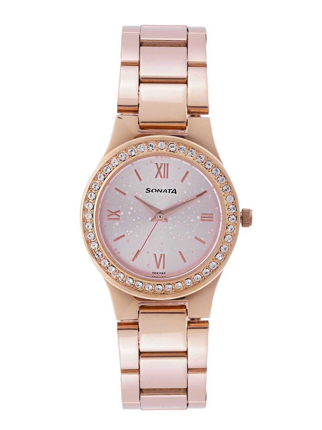 Buy Sonata Women Rose Gold Toned Blush 3.0 Printed Analogue Watch ...