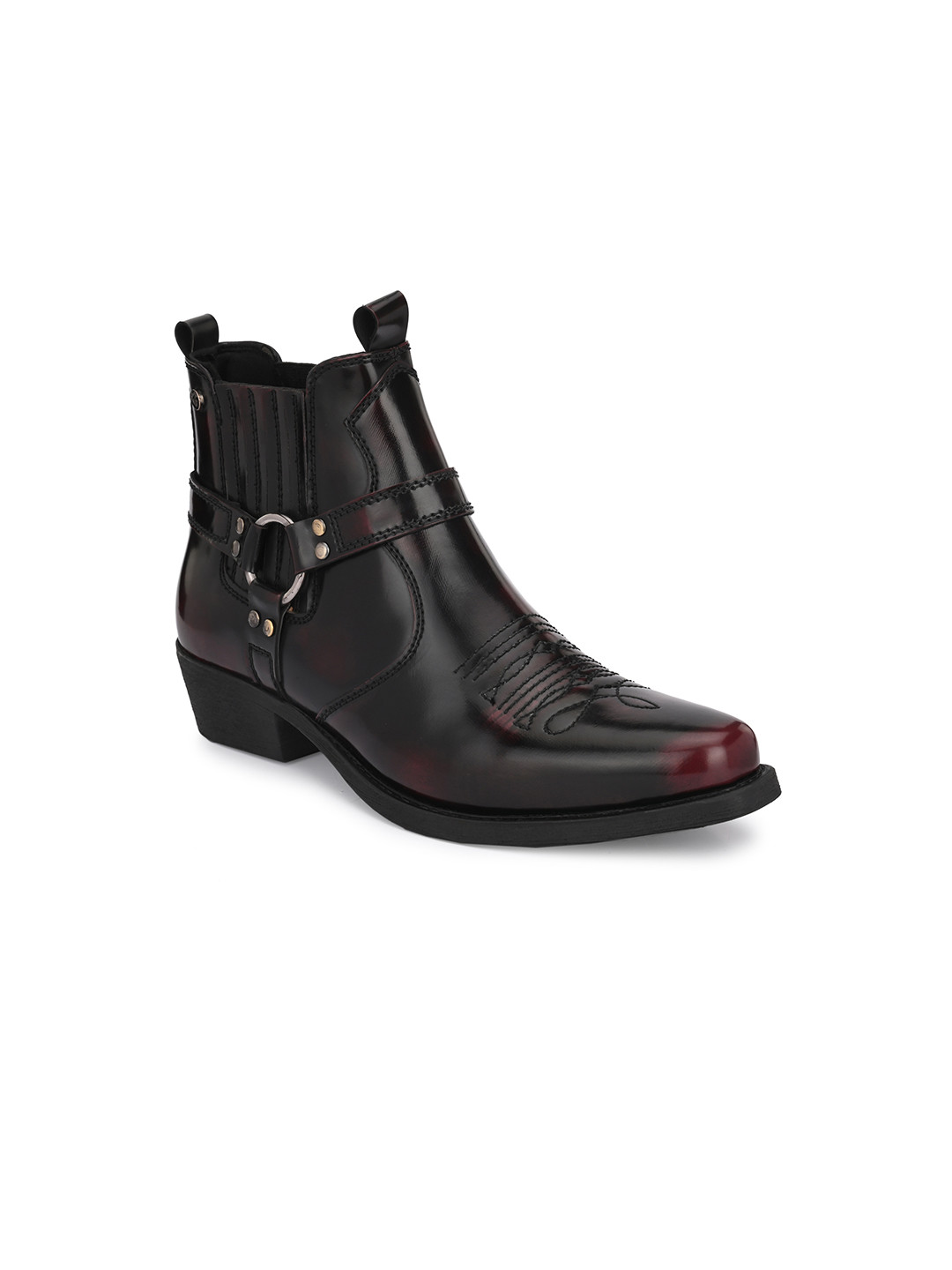 Buy Delize Men Burgundy Solid Cowboy Ankle Boots - Casual Shoes for Men ...