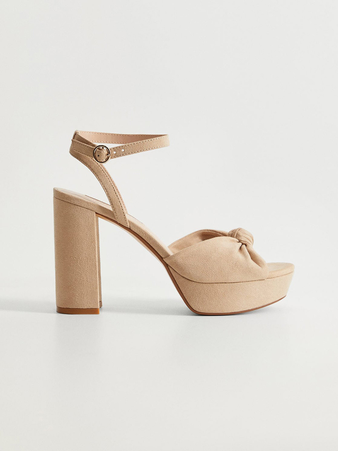 Buy MANGO Women Beige Suede Finish Mid Top Solid Platforms - Heels for ...