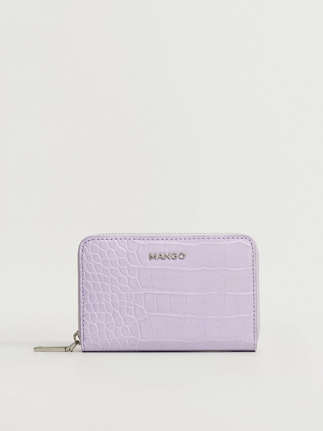 Buy MANGO Women Lavender Croc Textured Zip Around Wallet - Wallets for ...