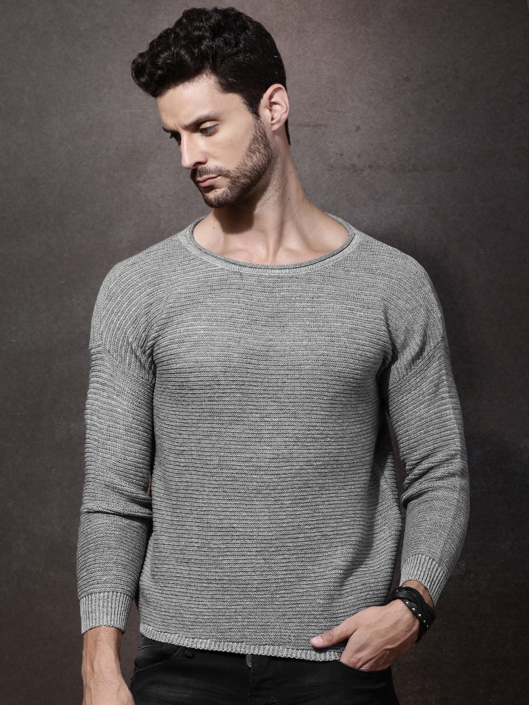 Buy RDSTR Men Grey Solid Sweater - Sweaters for Men 1375071 | Myntra