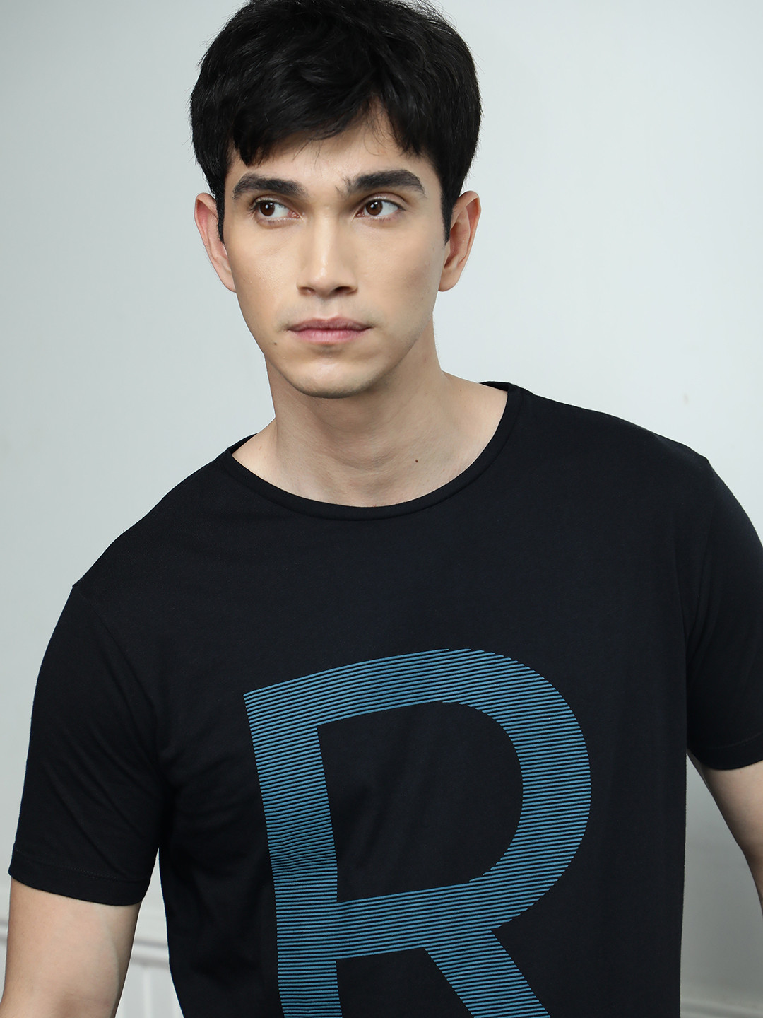 Buy RARE RABBIT Men Black Printed Round Neck T Shirt - Tshirts for Men ...