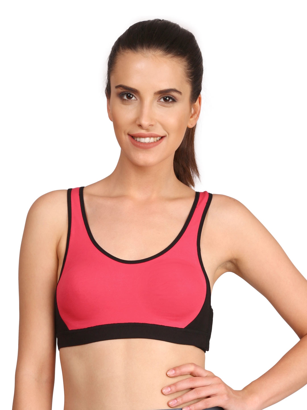 Buy Jockey Active Pink And Black Racerback Sports Bra 1375 0105 Bra For Women 1376765 Myntra
