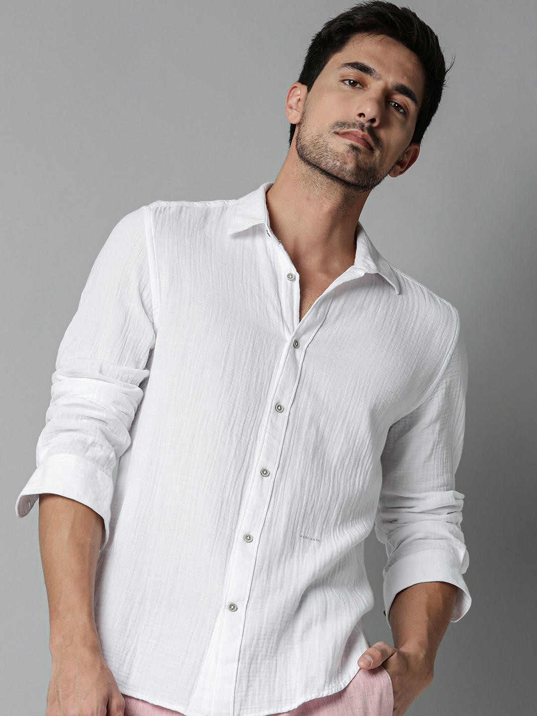 Buy RARE RABBIT Men White Regular Fit Solid Casual Shirt - Shirts for ...