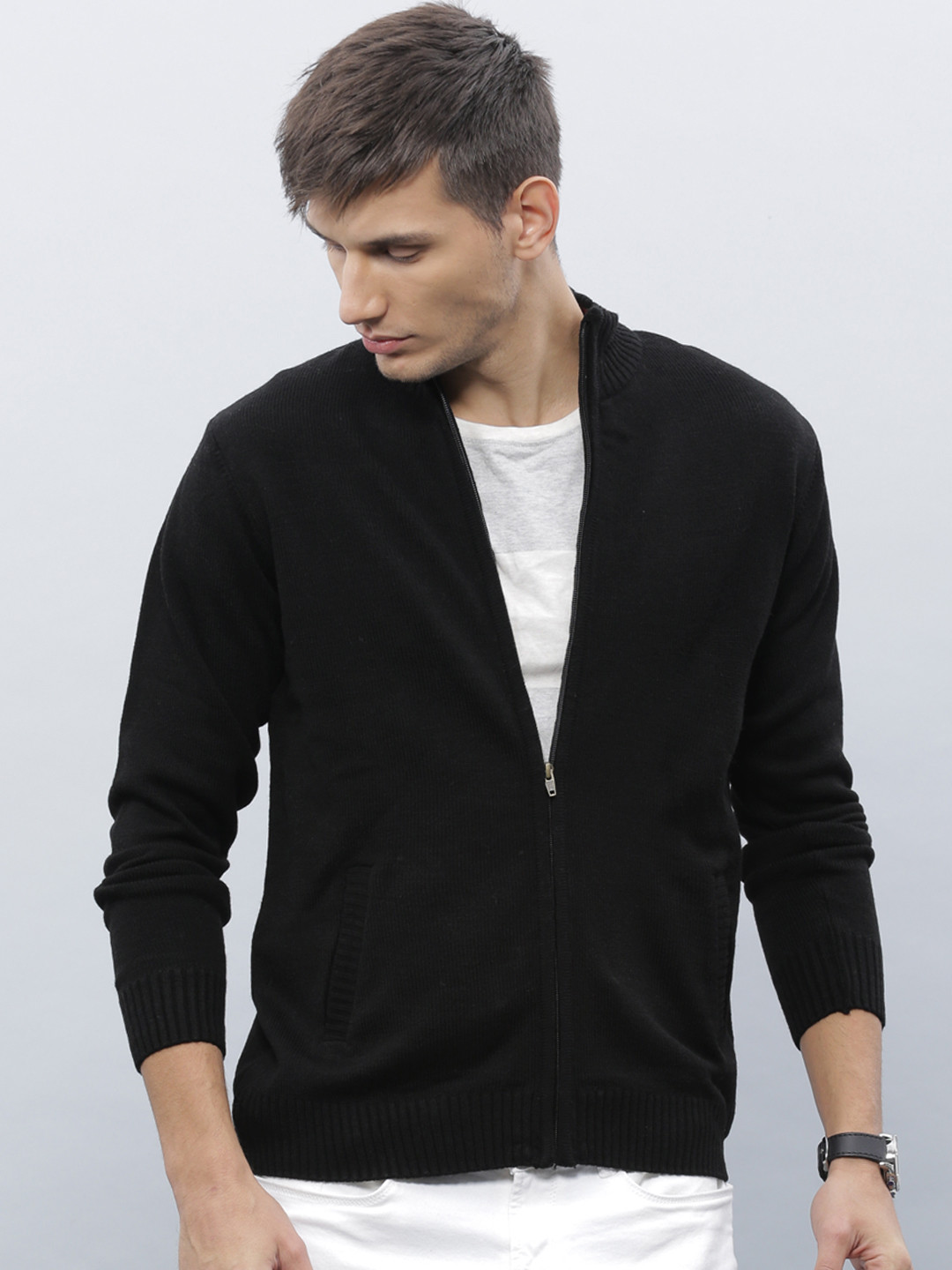 Buy Ether Men Black Cardigan - Sweaters for Men 1377692 | Myntra
