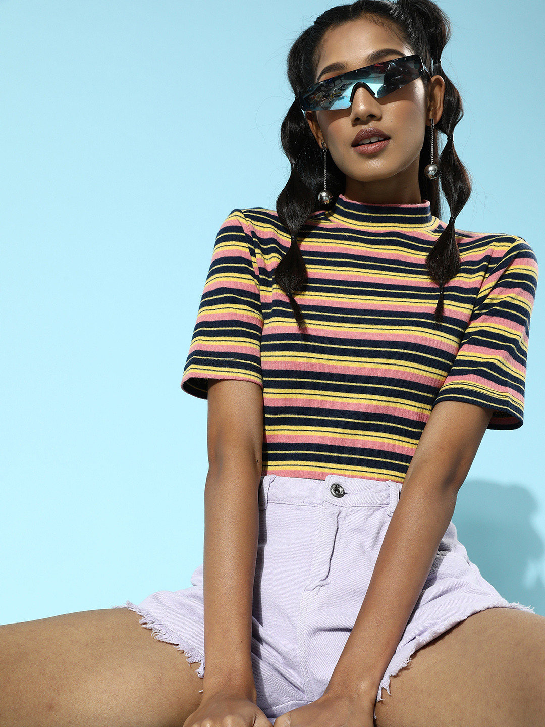 Buy DressBerry Women Pretty Pink Striped Knitted Tshirt - Tshirts for ...
