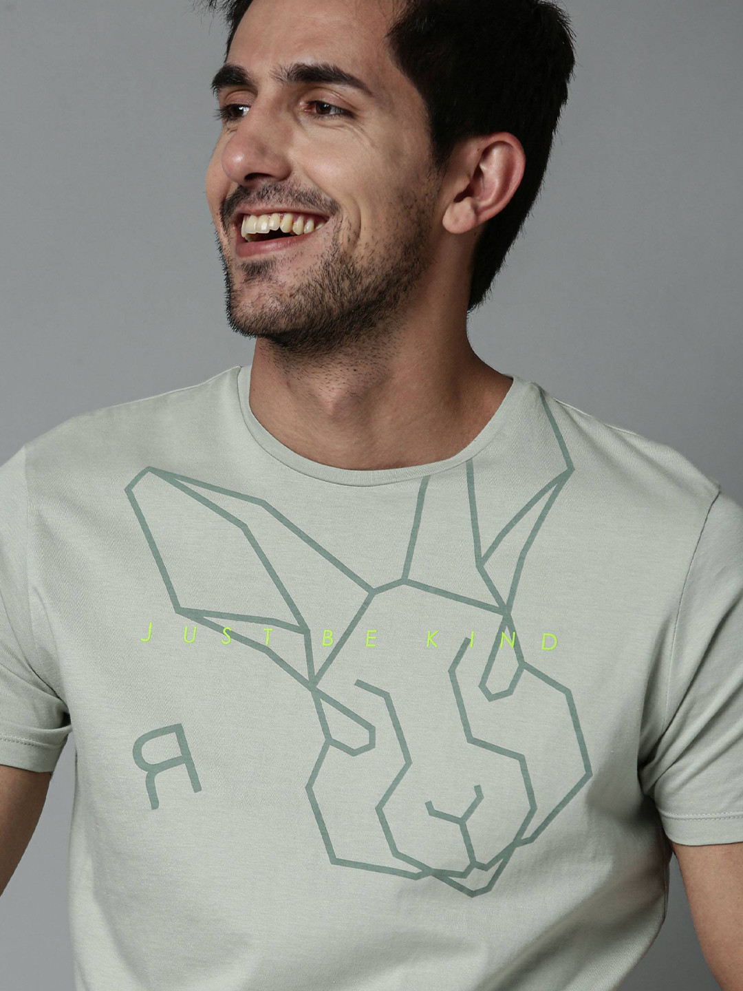 Buy RARE RABBIT Men Green Printed Round Neck T Shirt - Tshirts for Men ...