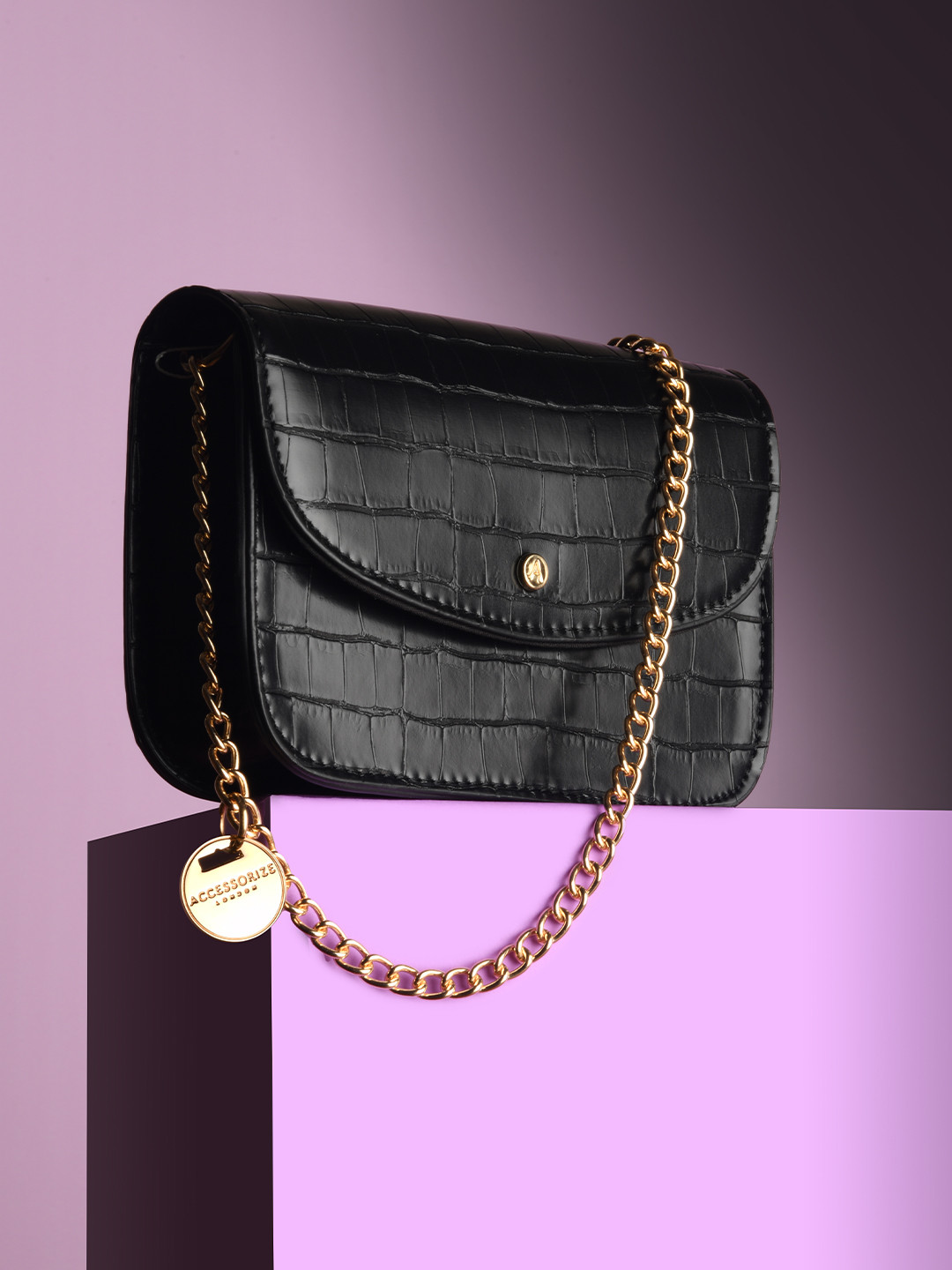 Buy Accessorize London Women's Faux Leather Black Mini Purse Sling Bag ...