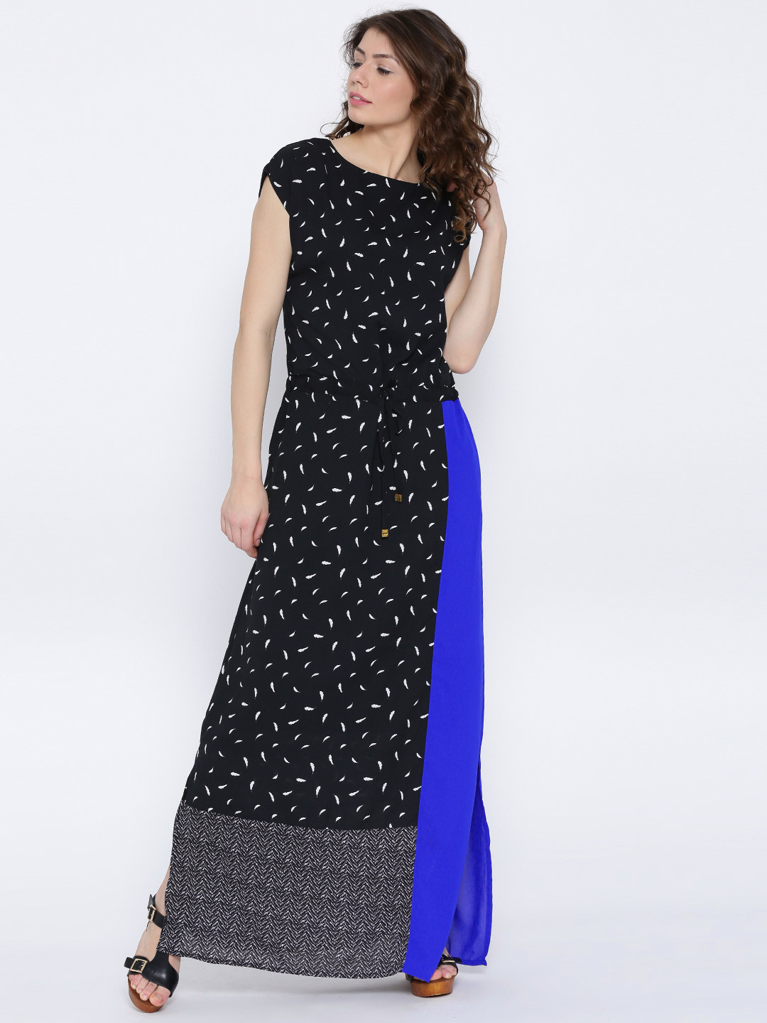 Buy Tokyo Talkies Black Printed Polyester Maxi Dress - Dresses for ...