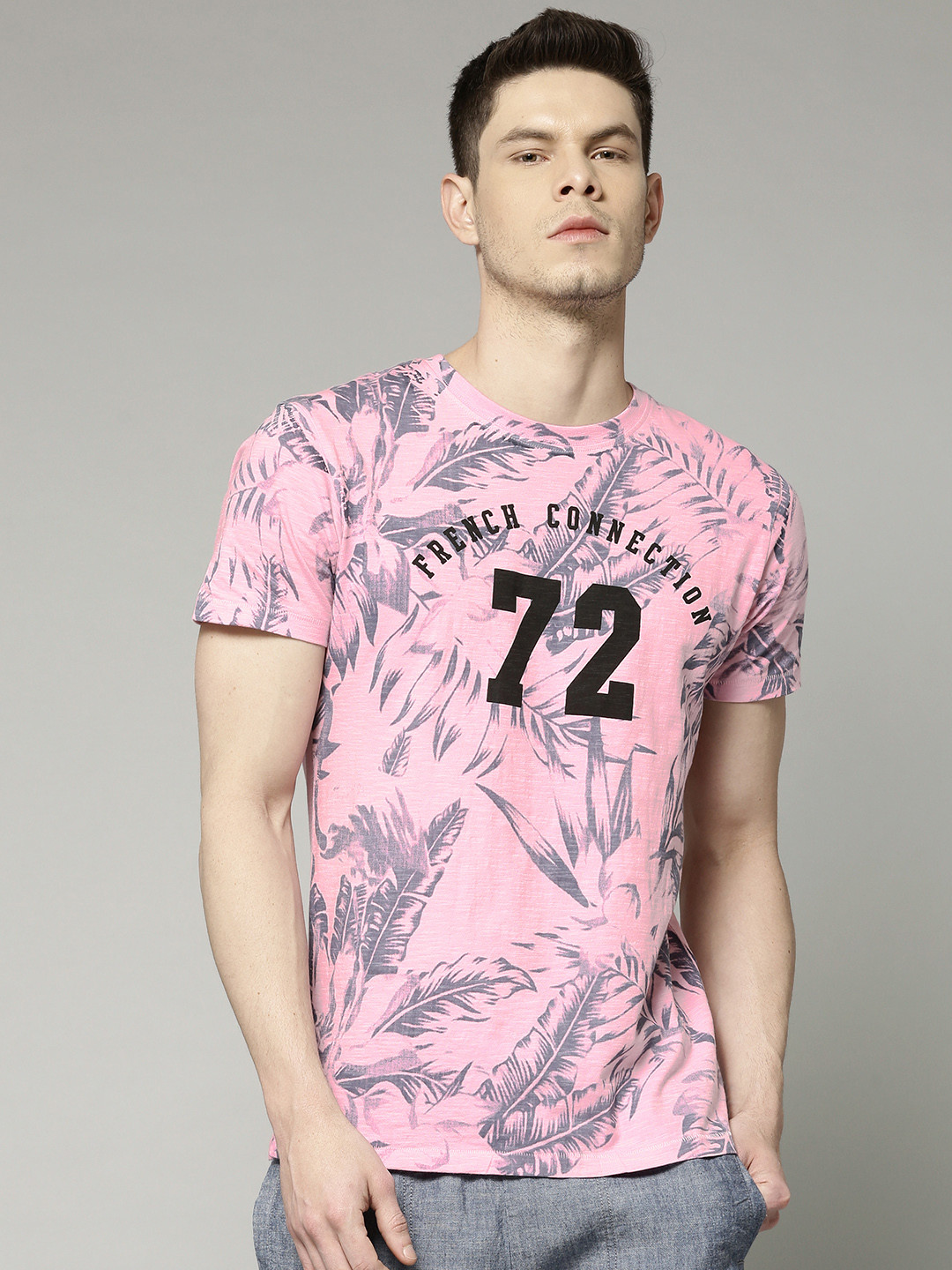 Buy French Connection Pink Printed Pure Cotton T Shirt - Tshirts for ...