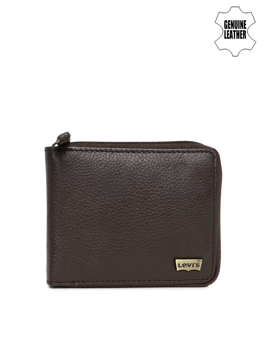 Buy Levi's Men Brown Genuine Leather Zipper Wallet - Wallets for Men ...