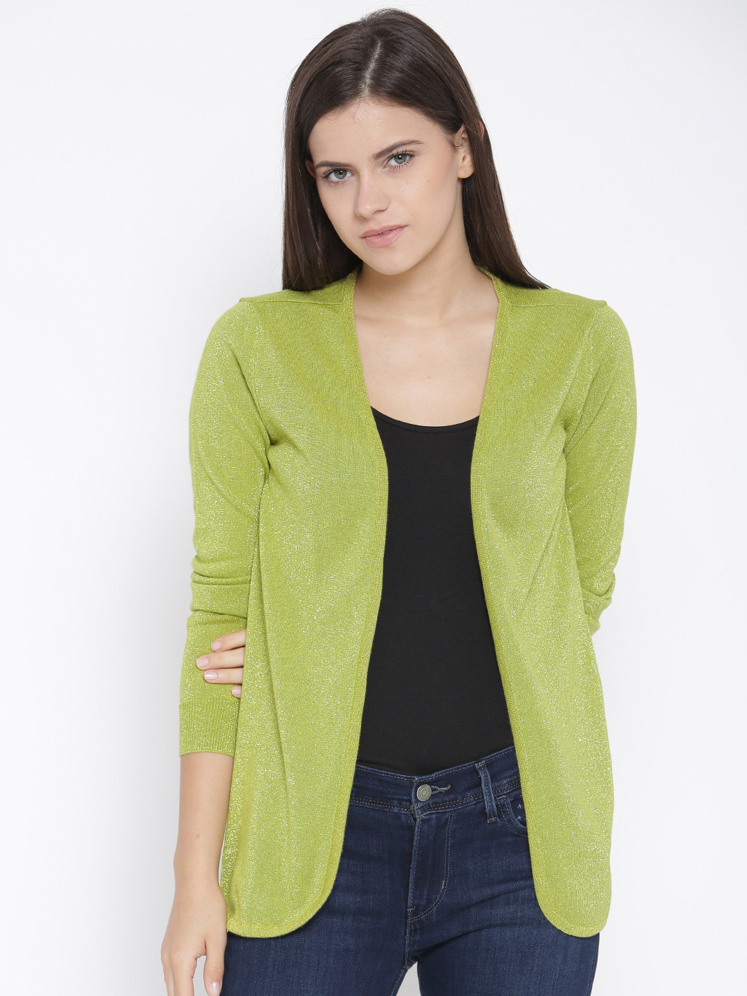 Buy Anouk Lime Green Shimmery Shrug - Shrug for Women 1382047 | Myntra