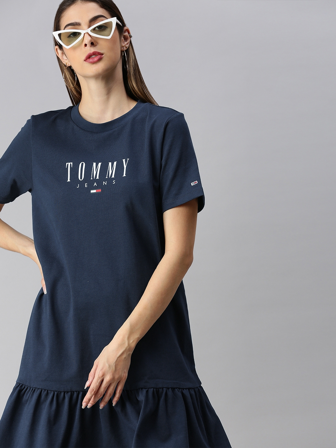 Buy Tommy Hilfiger Women Navy Blue Printed T Shirt Dress Dresses For