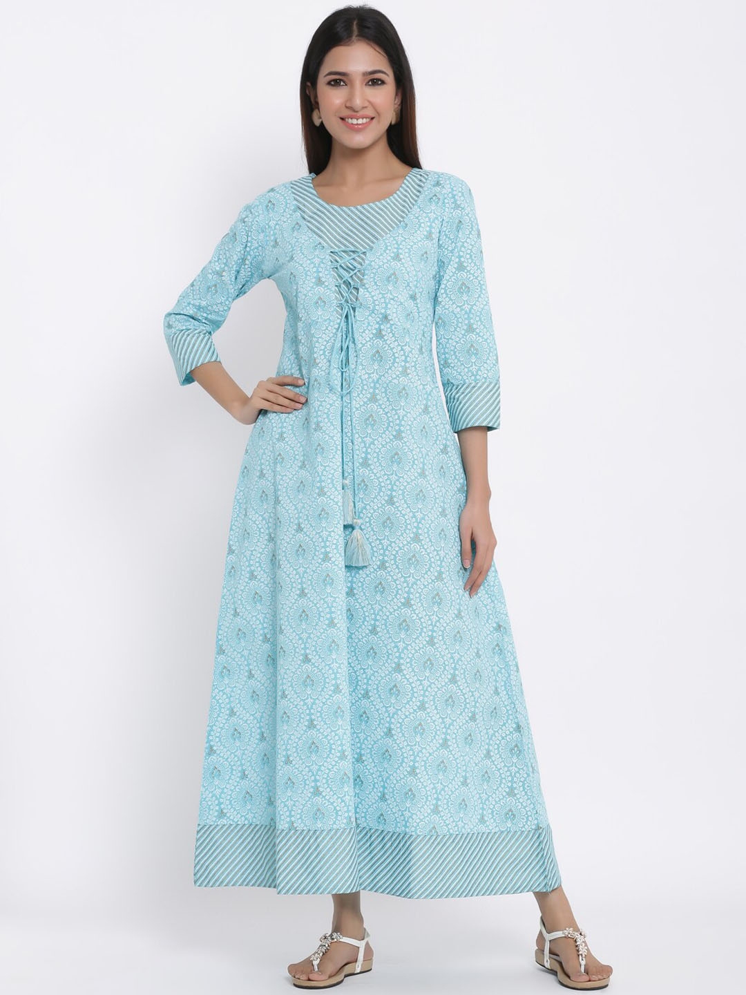 Buy Kipek Women Blue Ethnic Motifs Printed Anarkali Kurta Kurtas For