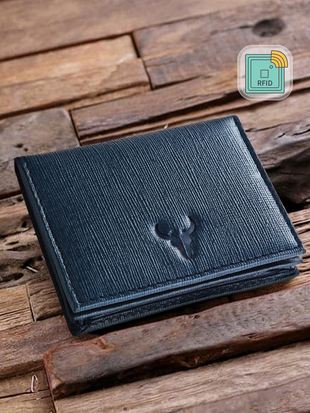 Buy NAPA HIDE Men Blue Textured Two Fold Leather Wallet - Wallets for ...