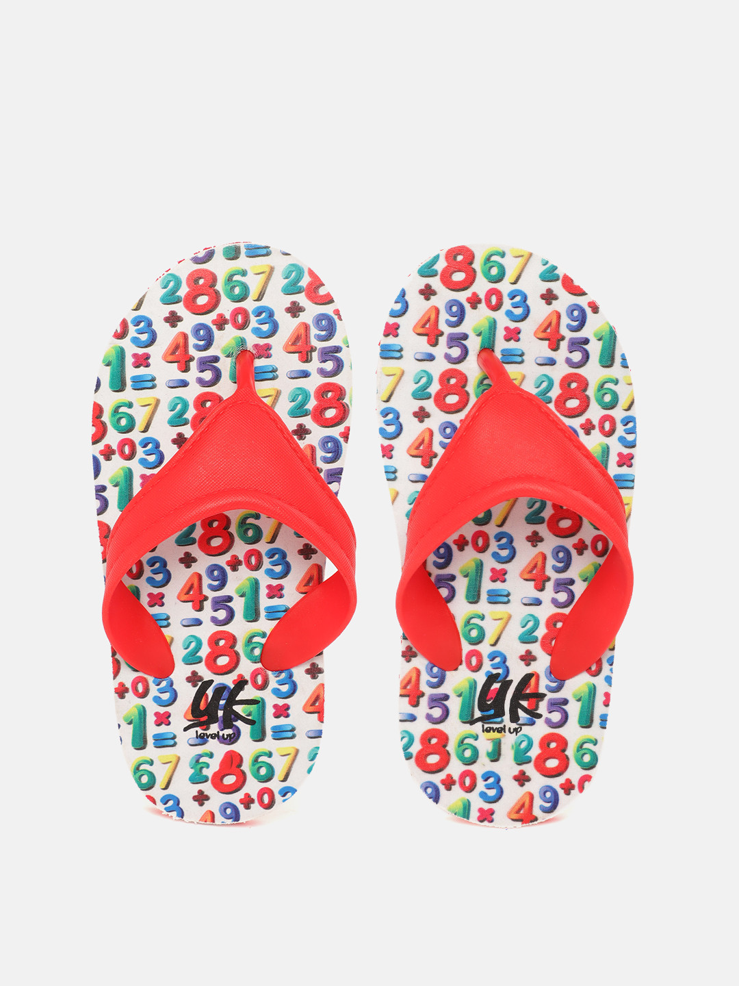 Buy YK Girls Red & Off White Printed Thong Flip Flops - Flip Flops for ...