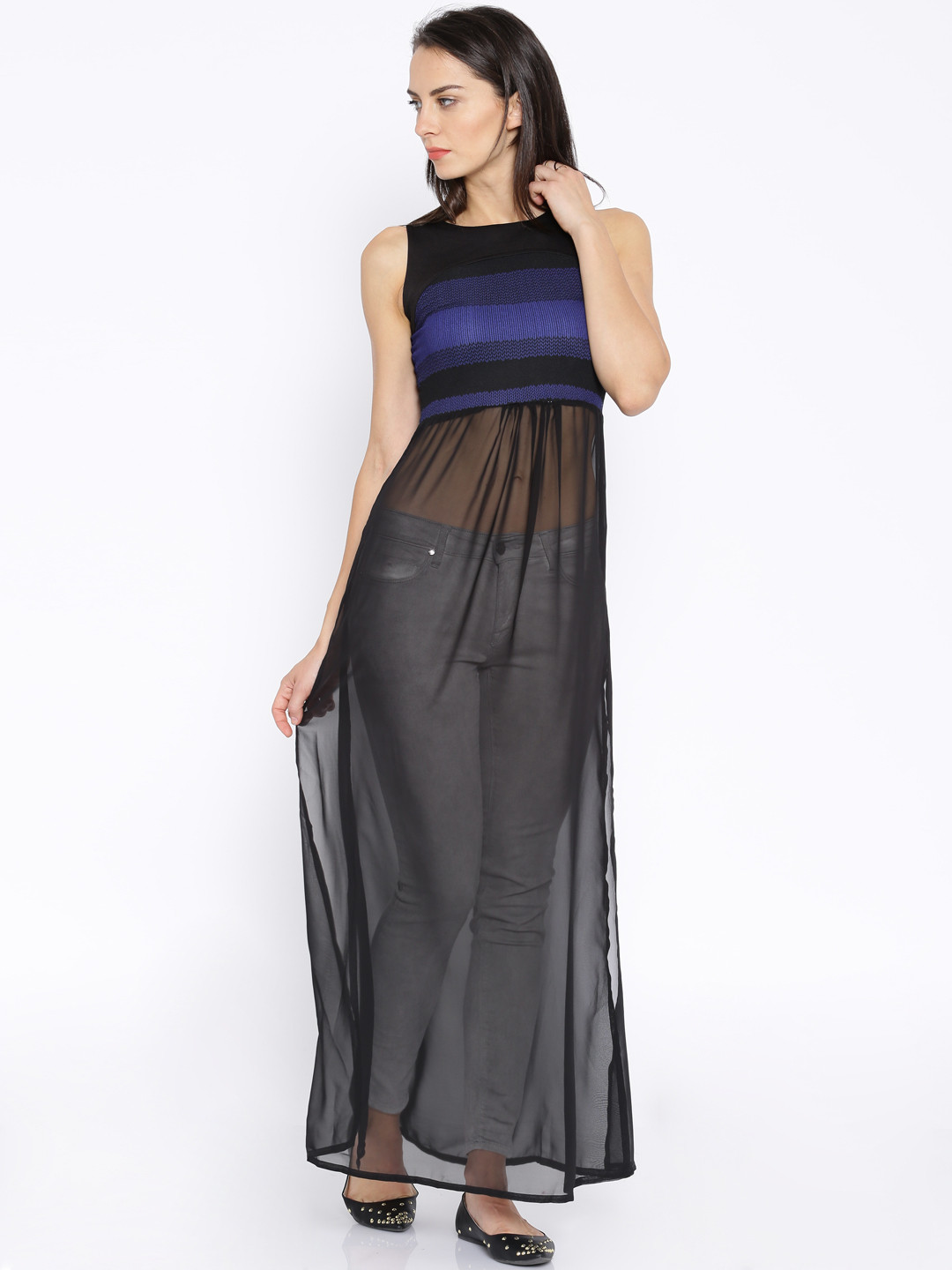 Buy AND Black Sheer Maxi Top - Tops for Women 1386949 | Myntra