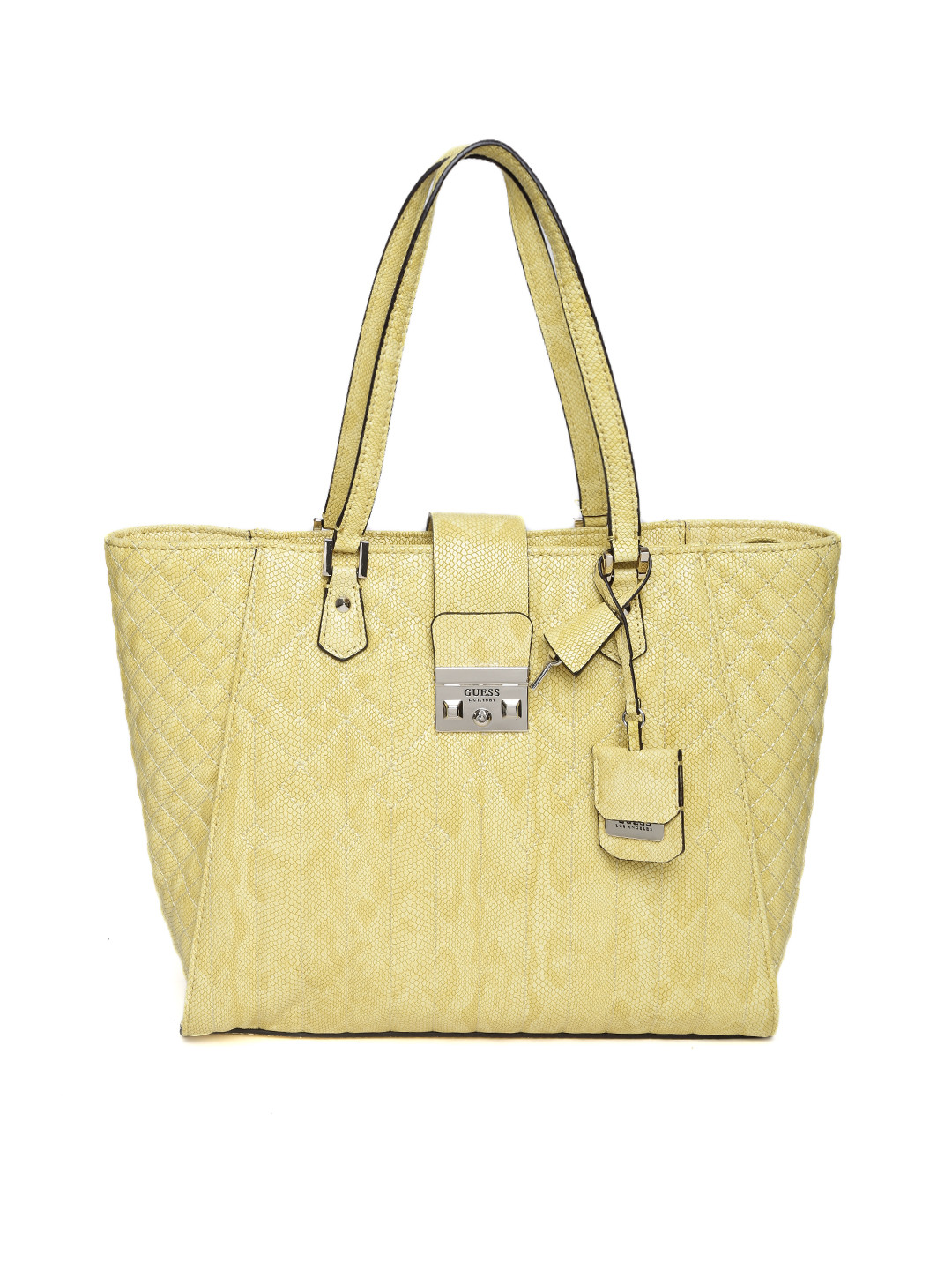 Buy GUESS Yellow Quilted Textured Shoulder Bag - Handbags for Women ...