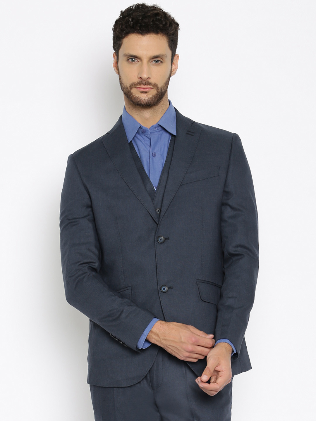 Buy Blackberrys Navy Woolen Contemporary Fit Formal Suit - Suits for ...