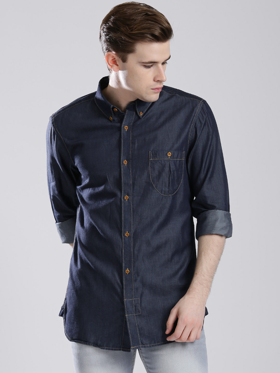 Buy French Connection Navy Denim Shirt - Shirts for Men 1389484 | Myntra
