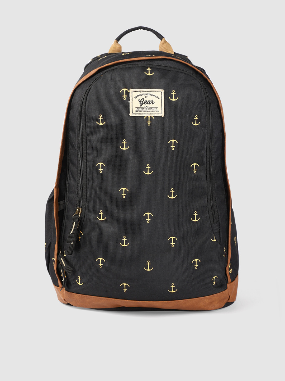 Buy Gear Unisex Black Anchor Print Laptop Backpack - Backpacks for ...