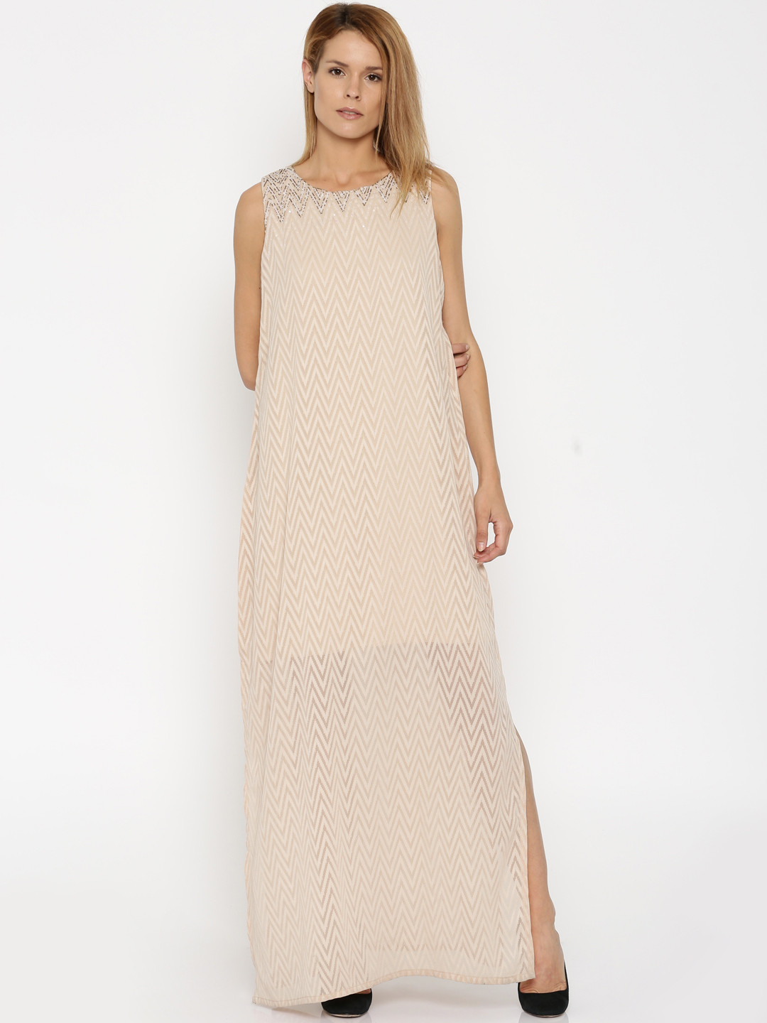 Buy AND Women Beige Maxi Dress - Dresses for Women 1391573 | Myntra