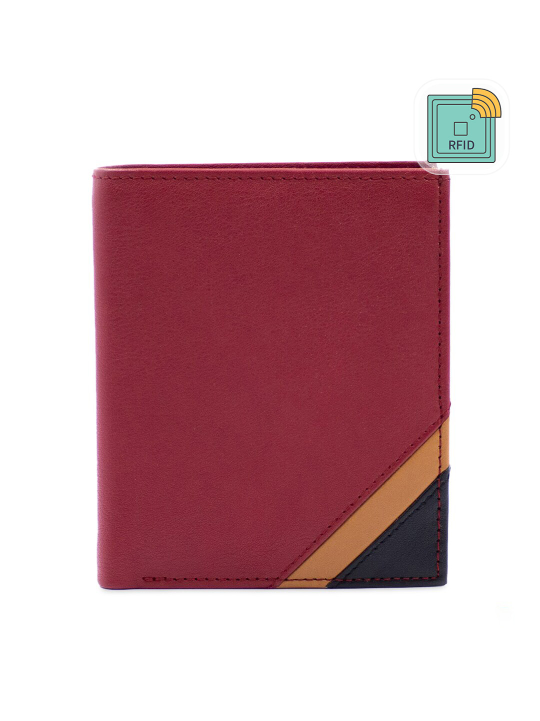 Buy RICH BORN Men Red Solid Leather RFID Two Fold Wallet - Wallets for ...