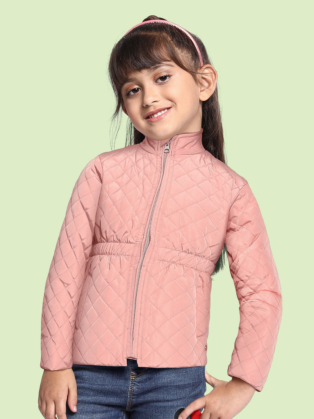 Buy Allen Solly Junior Girls Pink Self Design Windcheater Quilted ...