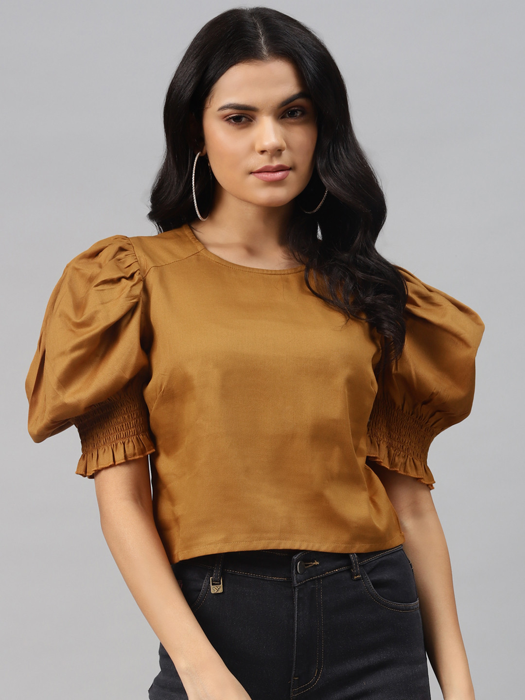 Buy PlusS Graceful Mustard Solid Smocked Top - Tops for Women 13935496 ...