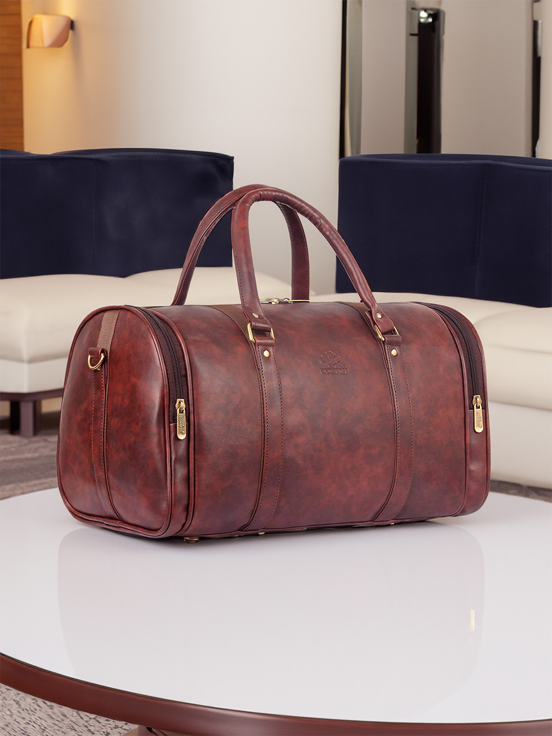 Buy THE CLOWNFISH Ranger Maroon Solid Vegan Leather Duffel Bag - Duffel ...