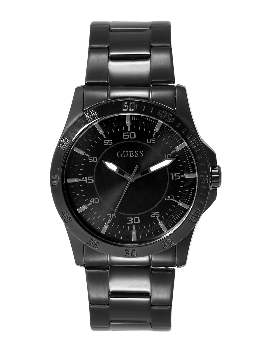 Buy GUESS Men Black Dial & Stainless Steel Bracelet Style Straps ...