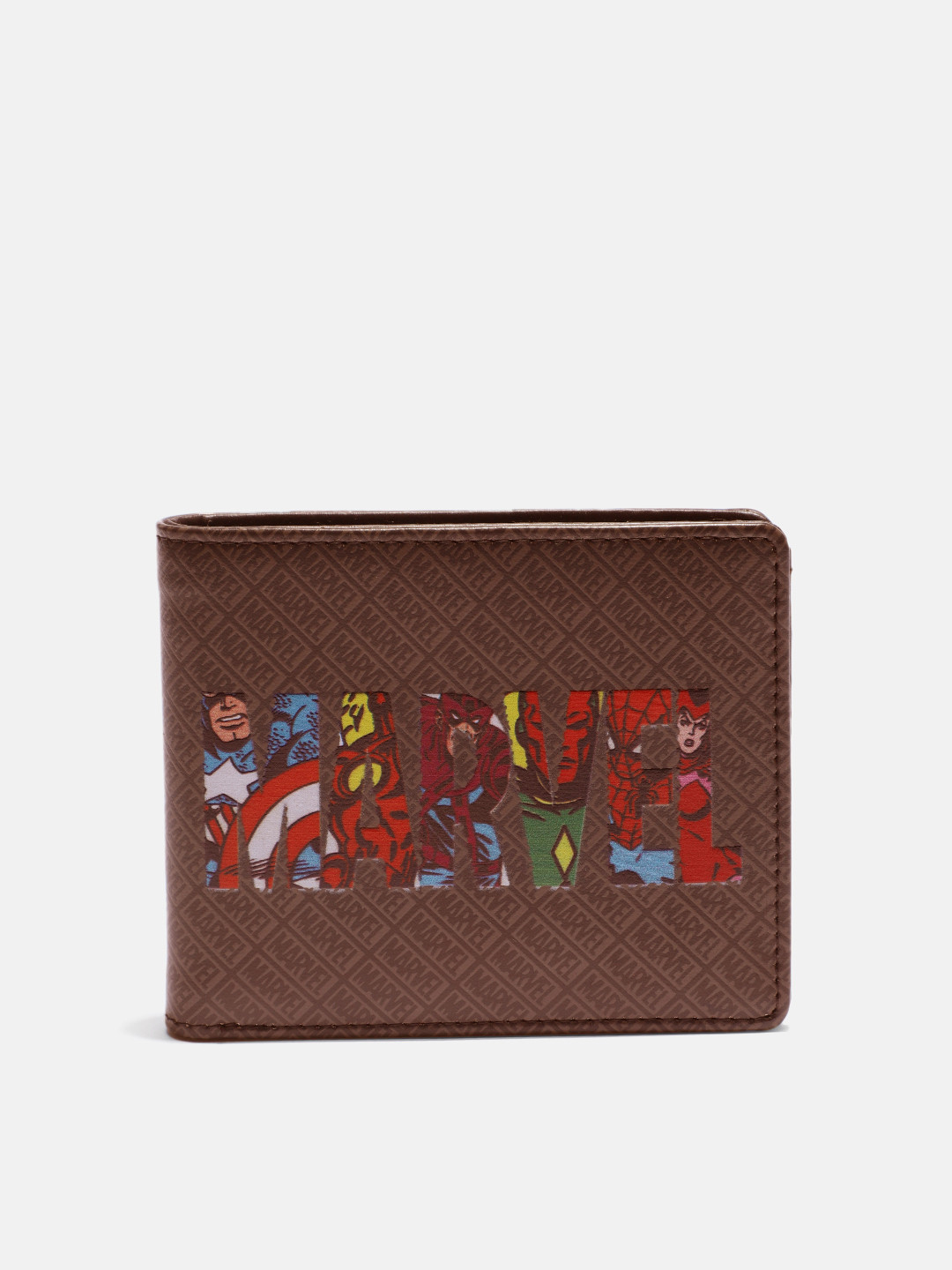 Buy Kook N Keech Marvel Men Brown Printed Two Fold Wallet - Wallets for ...