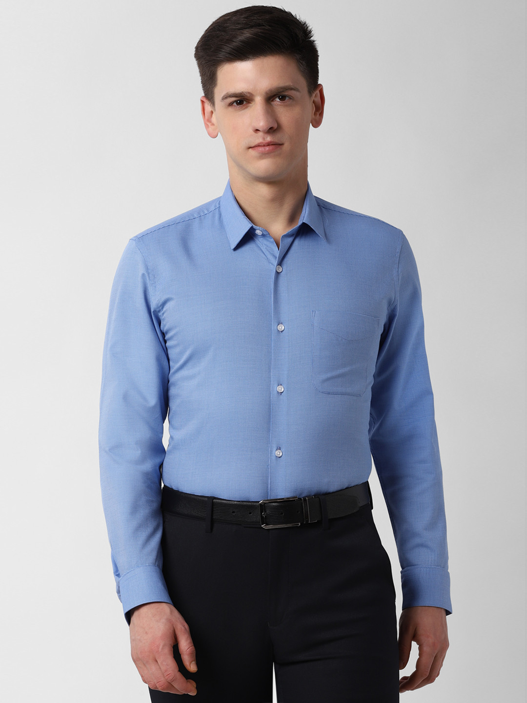 Buy Peter England Men Blue Slim Fit Checked Formal Shirt - Shirts for ...