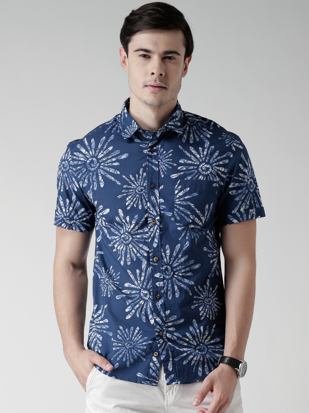Buy Celio Navy Floral Print Casual Shirt - Shirts for Men 1396849 | Myntra