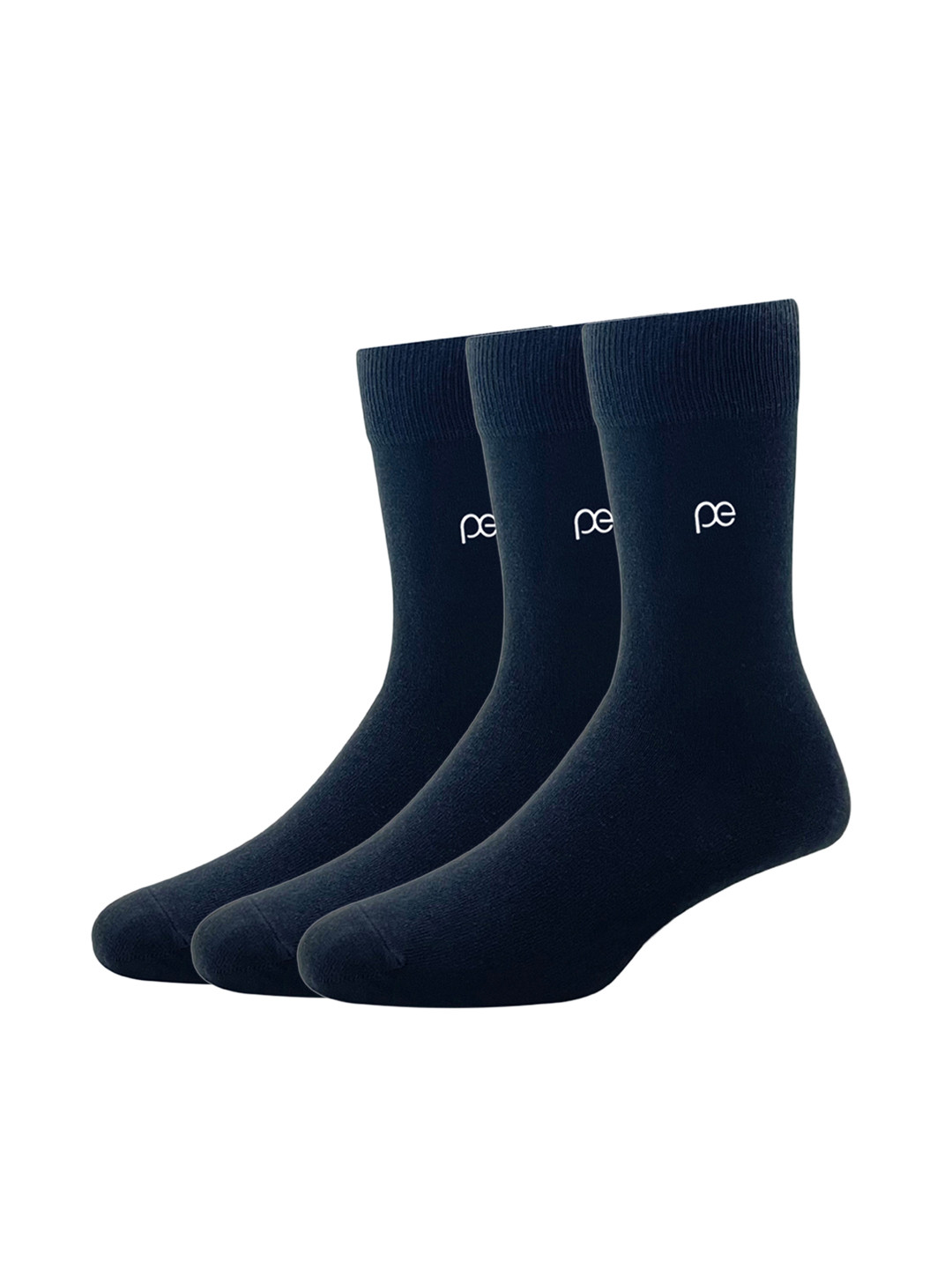 Buy Peter England Men Pack Of 3 Black Solid Calf Length Socks - Socks ...
