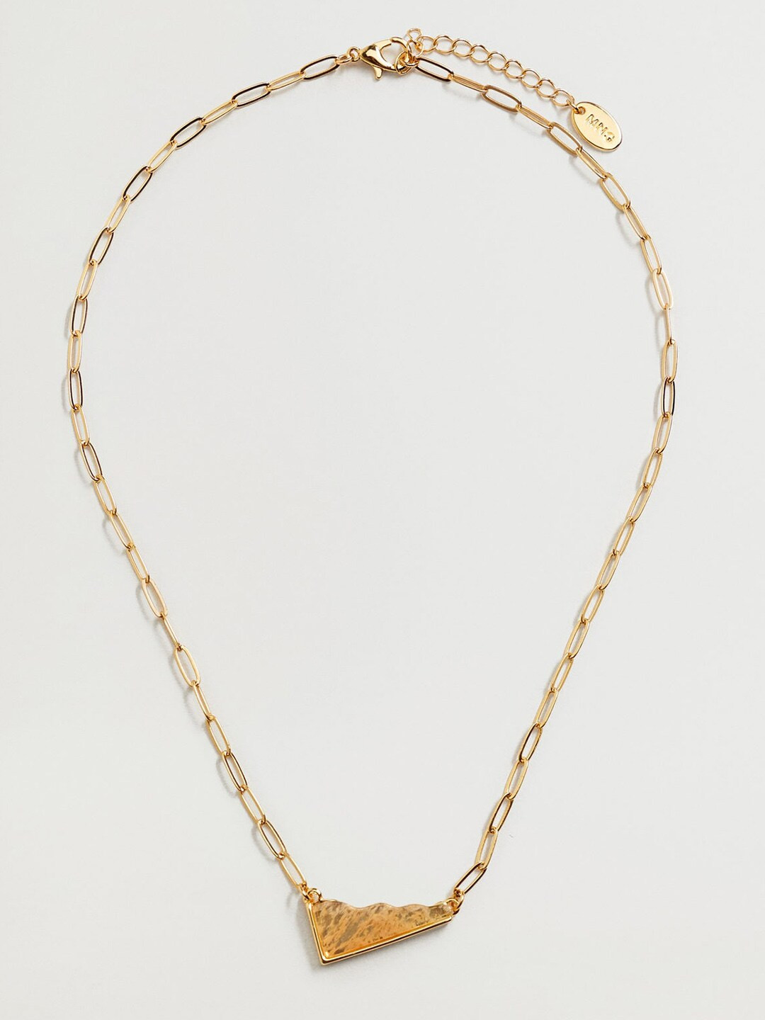 Buy MANGO Gold Toned Asymmetric Stone Studded Link Necklace - Necklace ...