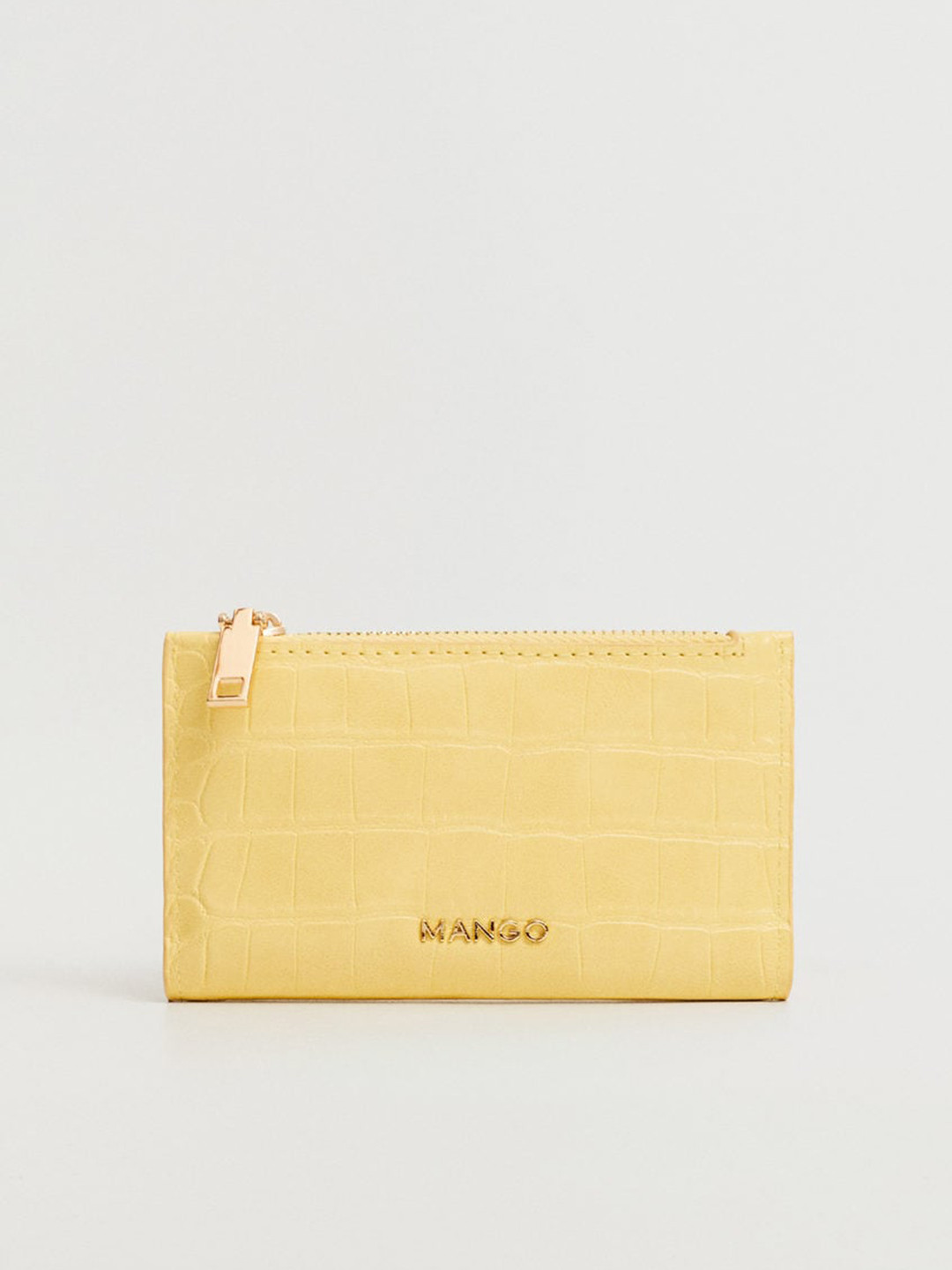 Buy MANGO Women Yellow Croc Textured Two Fold Wallet - Wallets for ...