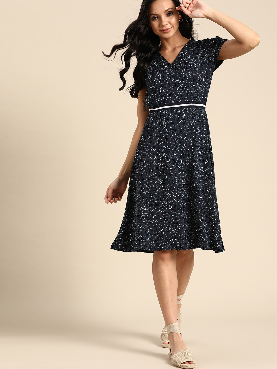 Buy Nautica Navy Blue Printed Midi Wrap Dress - Dresses for Women ...