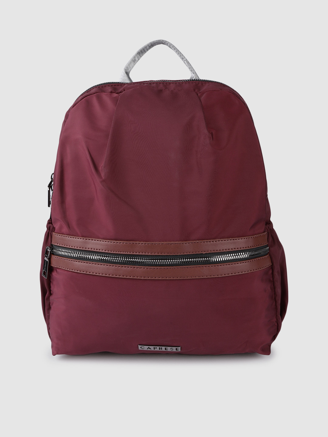 Buy Caprese Women Burgundy Solid Backpack - Backpacks for Women ...